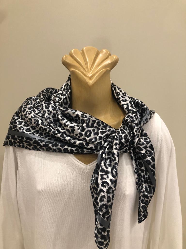 EOEO Black and White Animal Print Silk Scarf | Easy On Easy Off ...
